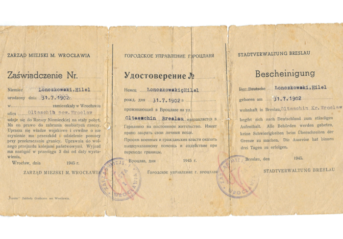 German evacuation/deportation papers - Our Passports